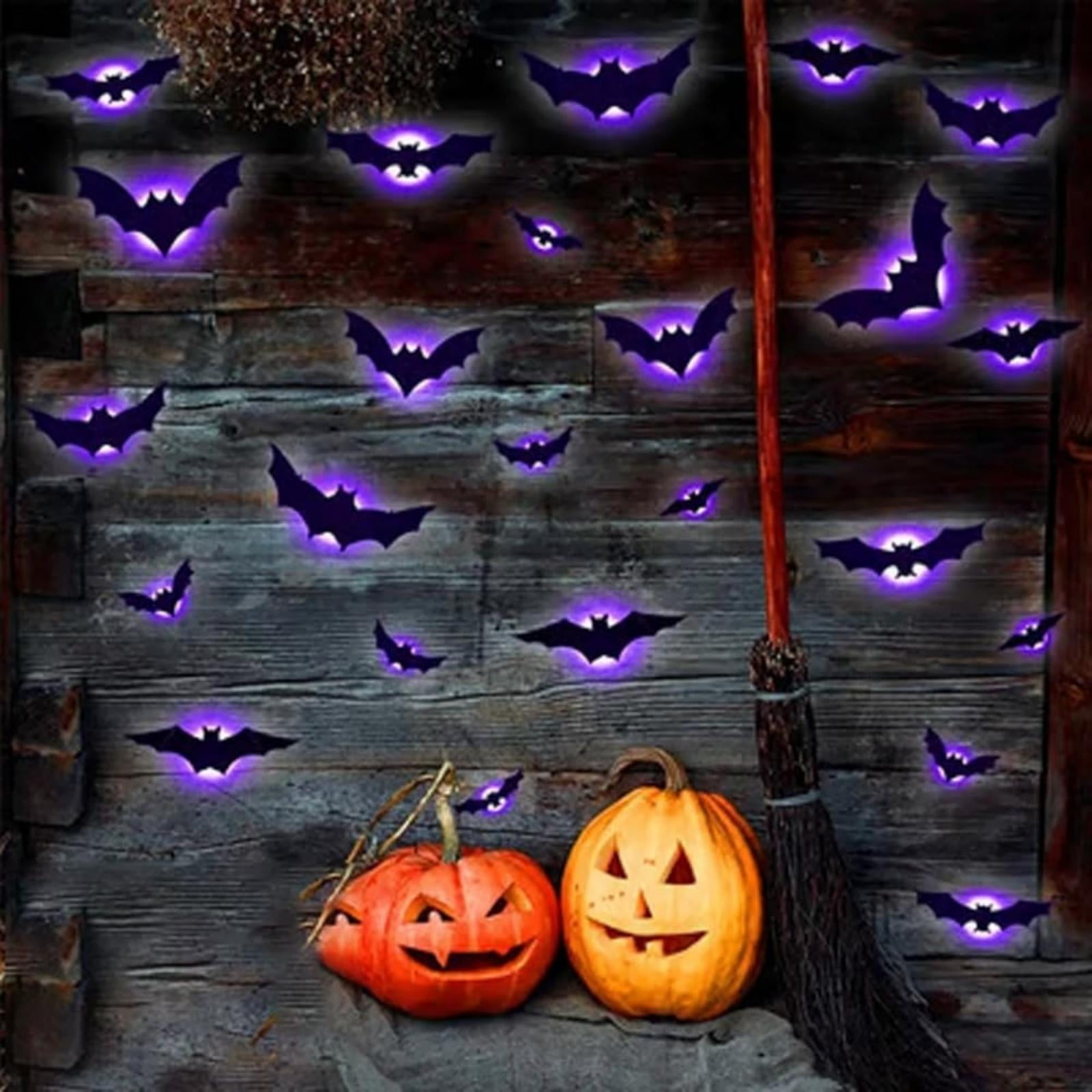 48 Pack Halloween Bats Wall Decor – Lighted 3D Bat Stickers Assorted ...