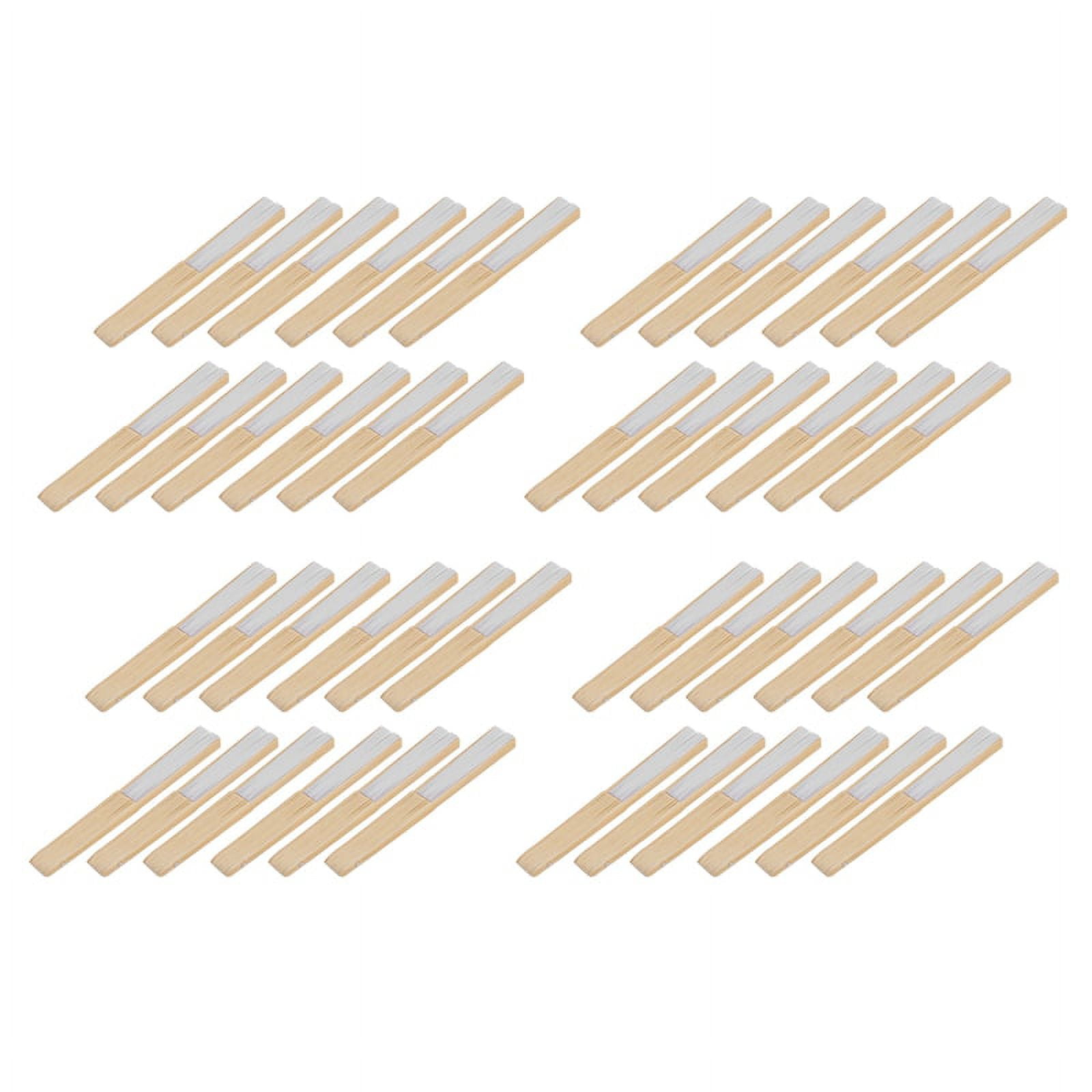 48 Pack Hand Held Fans White Paper Fan Bamboo Folding Fans Handheld ...