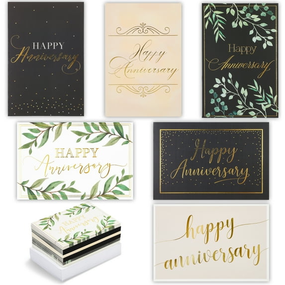 "Pipilo Press Blank Happy Anniversary Cards, 48 Pack with Envelopes ...