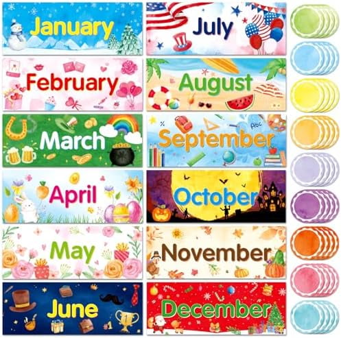 48 Pack Holiday Monthly Headliners 12 Months of The Year Bulletin Board ...