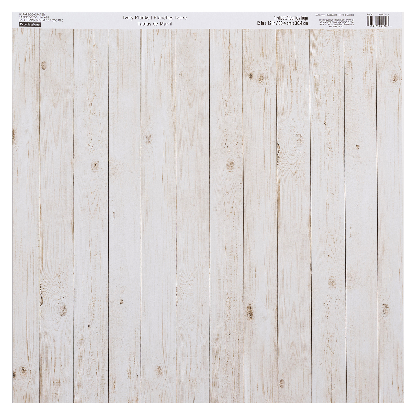 48 Pack: Ivory Planks Scrapbook Paper by Recollections® - 12" x 12 ...