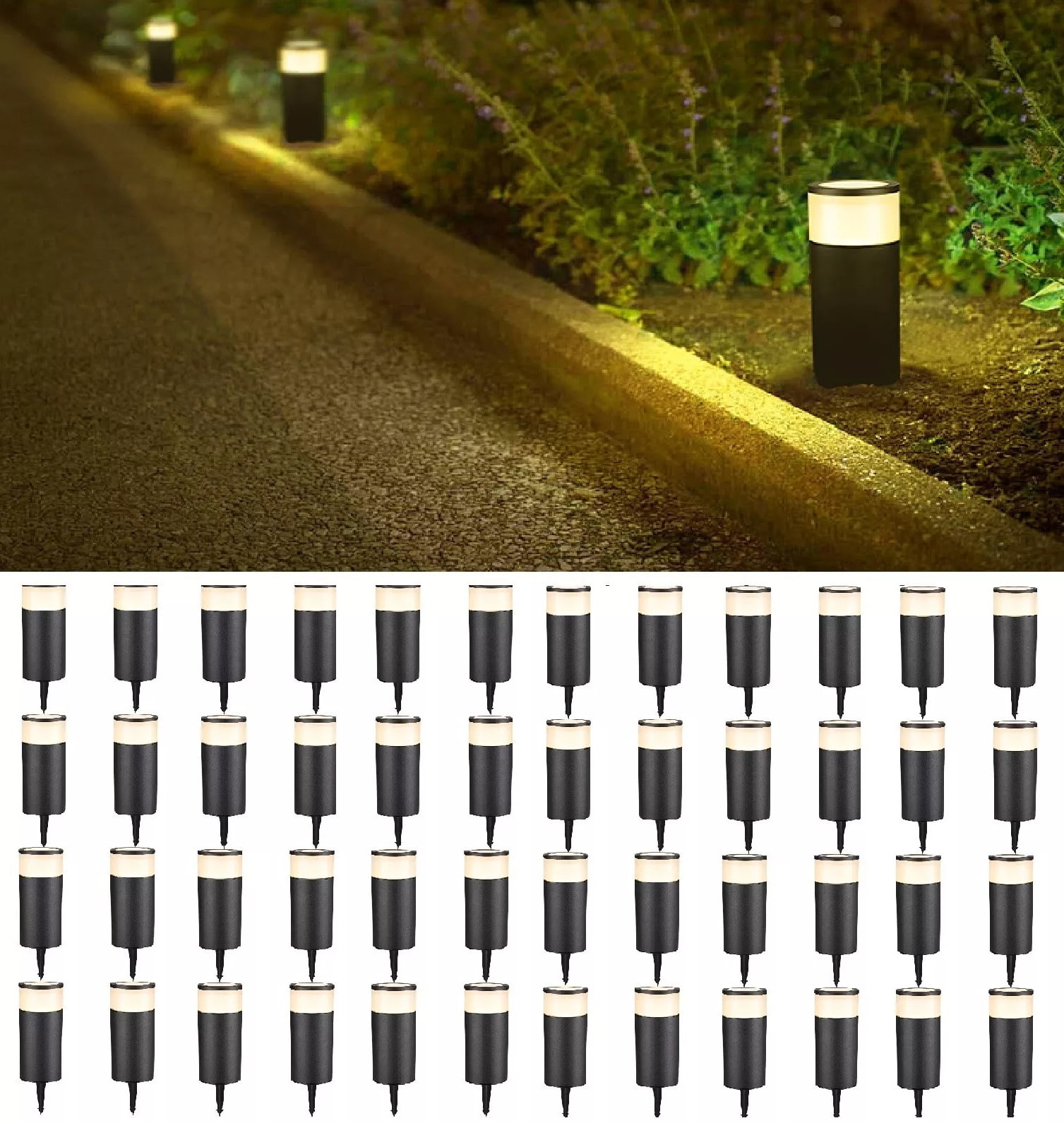 48 Pack LED Path Bollard Lights, 12-24V AC/DC Low Voltage Garden Lights ...