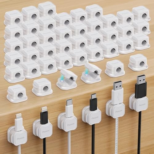48 Pack Magnetic Cable Clip Organizer Cord Holder, Adhesive Cable ...