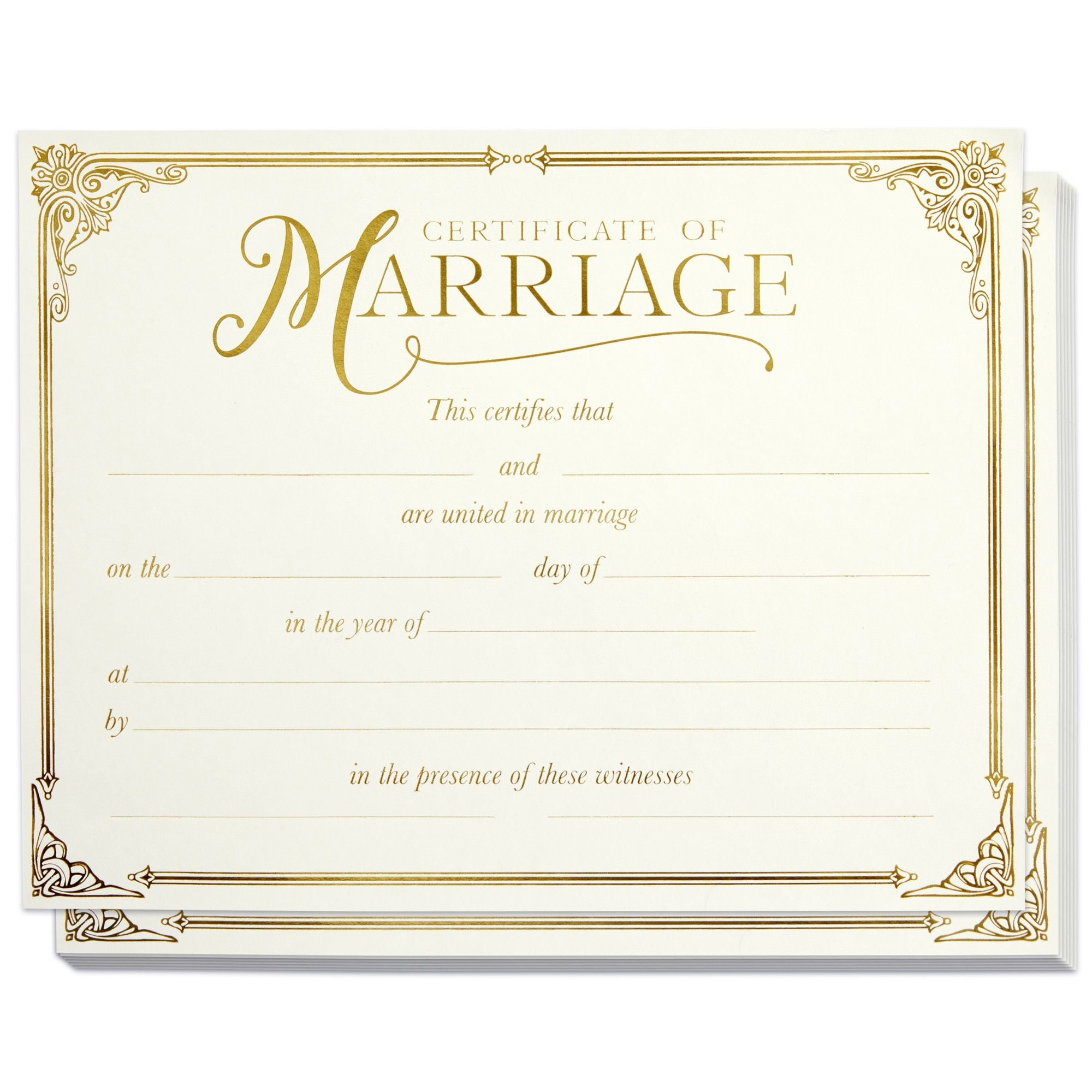 48 Pack Marriage Certificates with Gold Foil Edges for Wedding Ceremony ...
