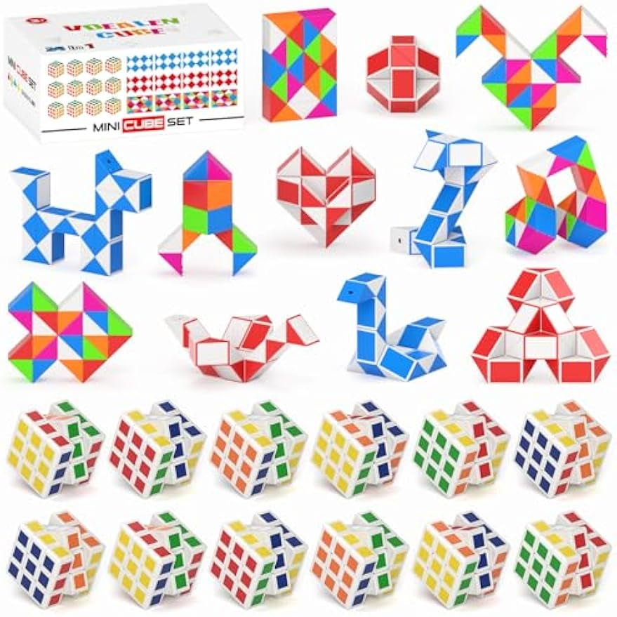 48 Pack Mini Cube&Fidget Snake Cube Puzzle Party Favors for Kids ...
