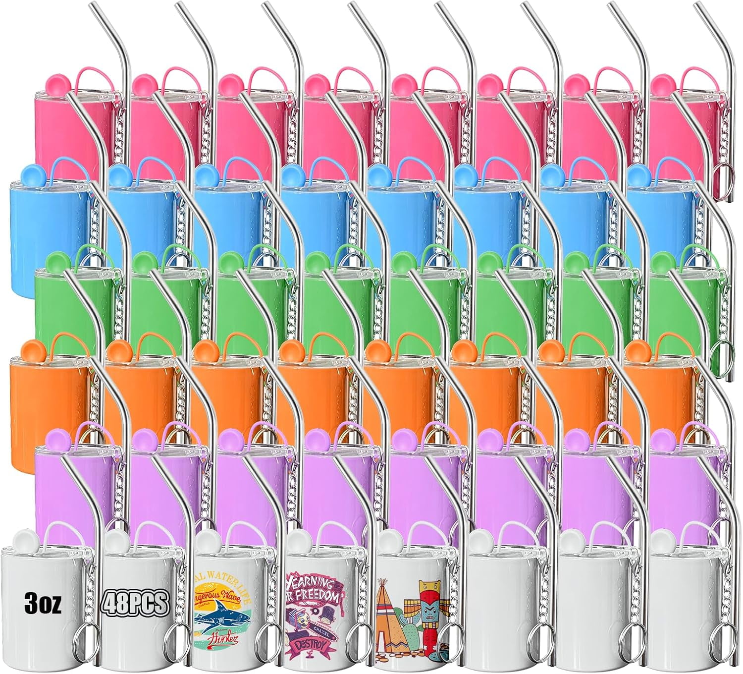 48 Pack Mini Tumbler with Keychain, 3oz Mini Tumblers Shot Glass with ...