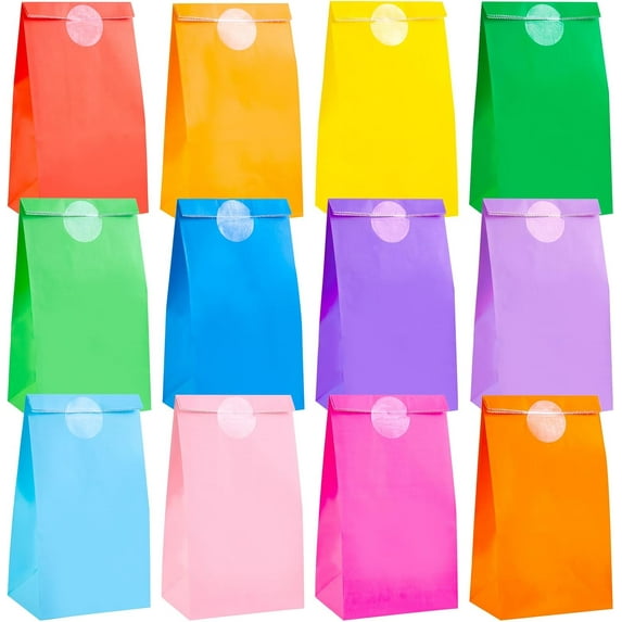 48 Pack Paper Bags with Stickers, 8.8"x4.7"x3.1" Party Favor Treat Bags ...