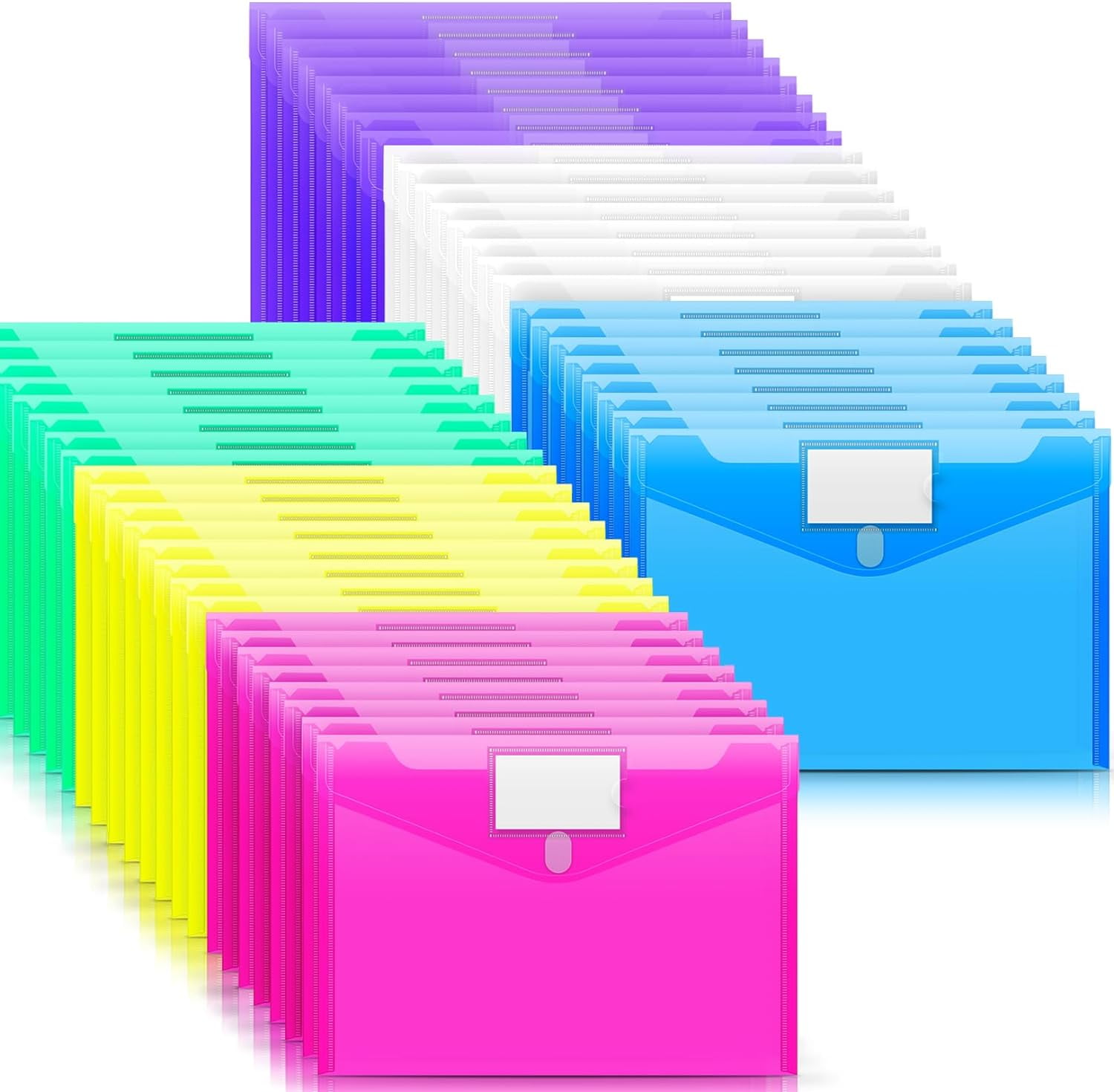 48 Pack Plastic Envelopes Poly Envelopes, Clear Document Folders File ...