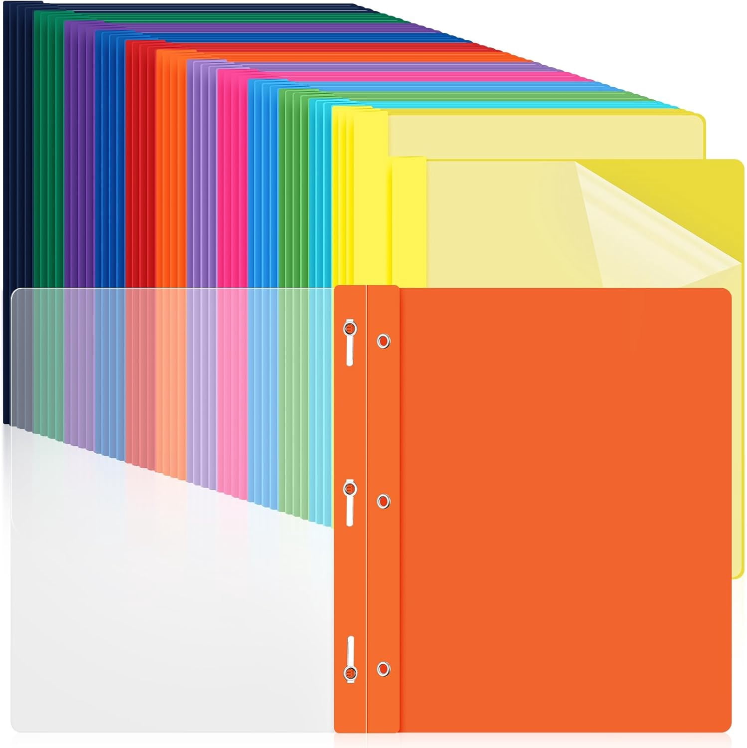 48 Pack Plastic Report Covers with 3 Prongs Presentation Folders Bulk ...