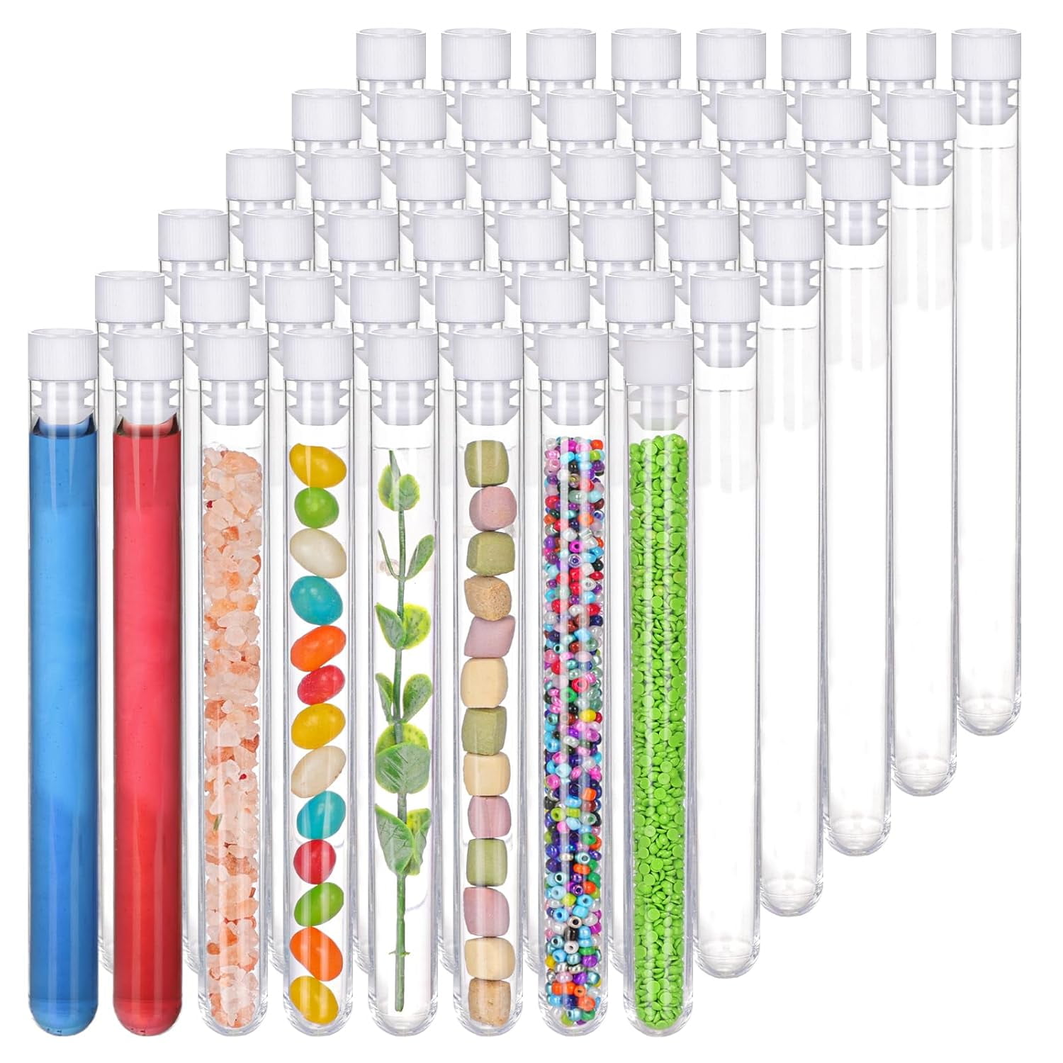 48 Pack Plastic Test Tubes with Caps, 16x150mm(25ml) Plastic Tubes for ...