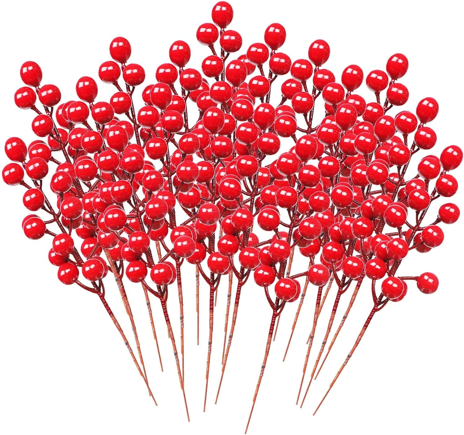 48 Pack Red Berry Stems, 8 Inch Artificial Berries Decor for Christmas ...