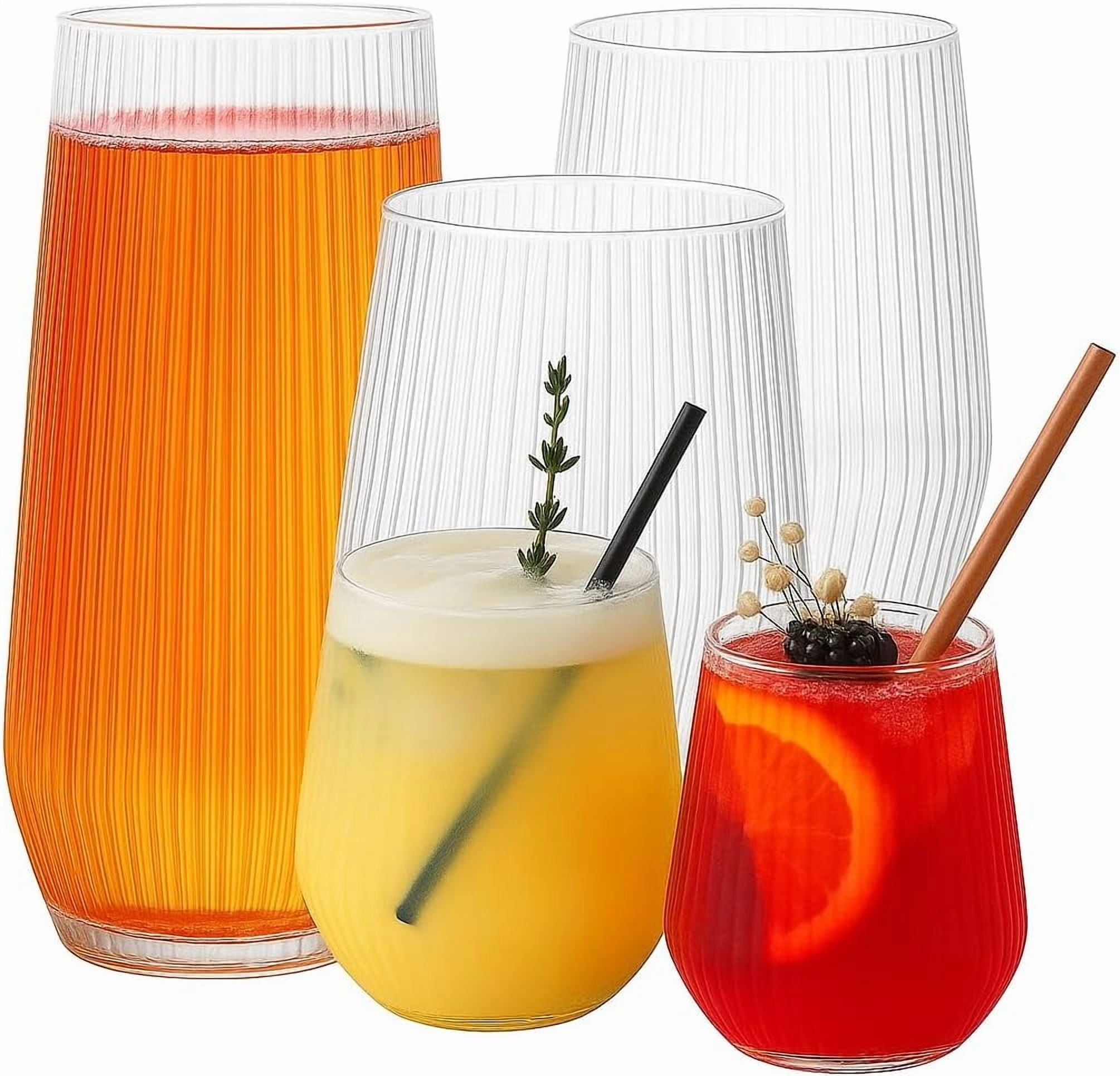 48 Pack Ribbed Origami Ripple Plastic Glasses 24 9oz Stemless Champagne ...