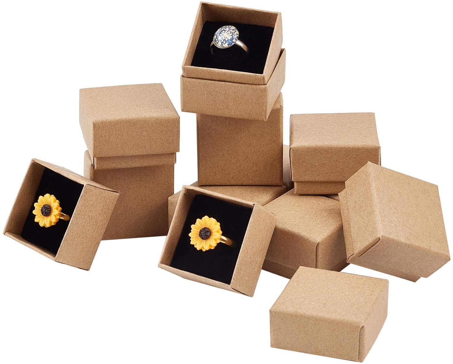 48 Pack Ring Box 1.5x1.5x1.1 Inch Jewelry Gift Boxes Square Cardboard ...