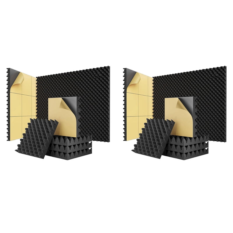 48 Pack Self Adhesive Egg Crate Sound Proof Foam Panels 2x12x12Inch ...