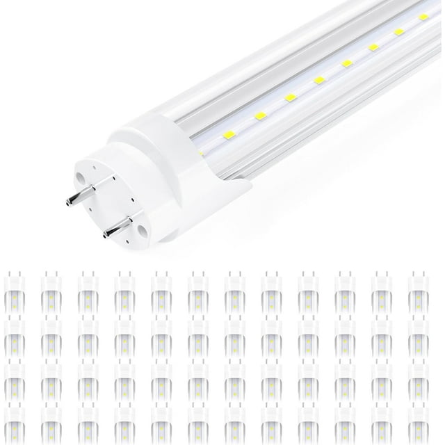 48-Pack Walmart T8 LED Bulbs 4ft, 18W 5000K Daylight, Dual-End Clear ...