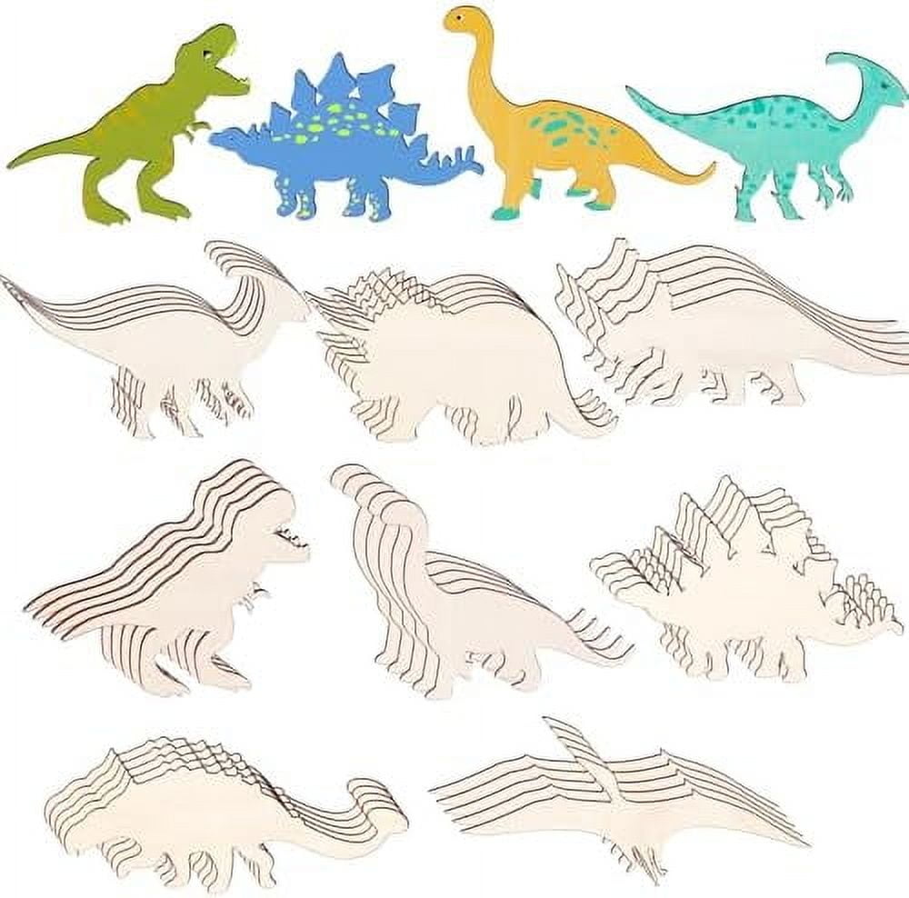 48 Pack Unfinished Wooden Dinosaur Animal Cutouts,Pterosauria ...