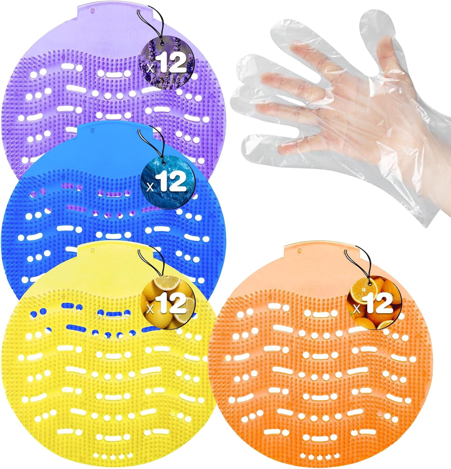 48 Pack Urinal Deodorizer Screen with 100 Gloves, 3D Wave Anti-Splash ...