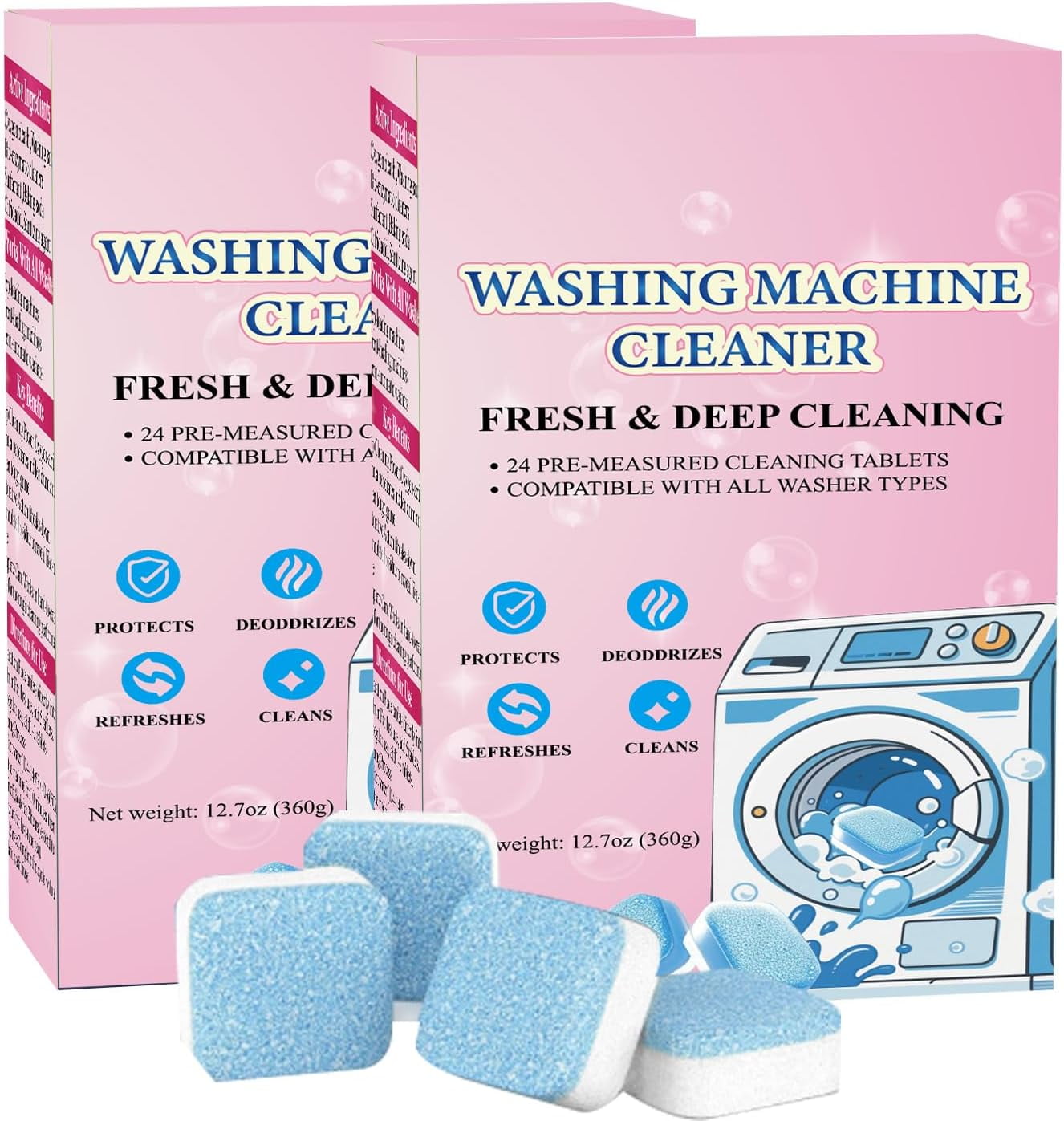 48-Pack Washing Machine Cleaner Tablets for the Front Load and Top Load ...