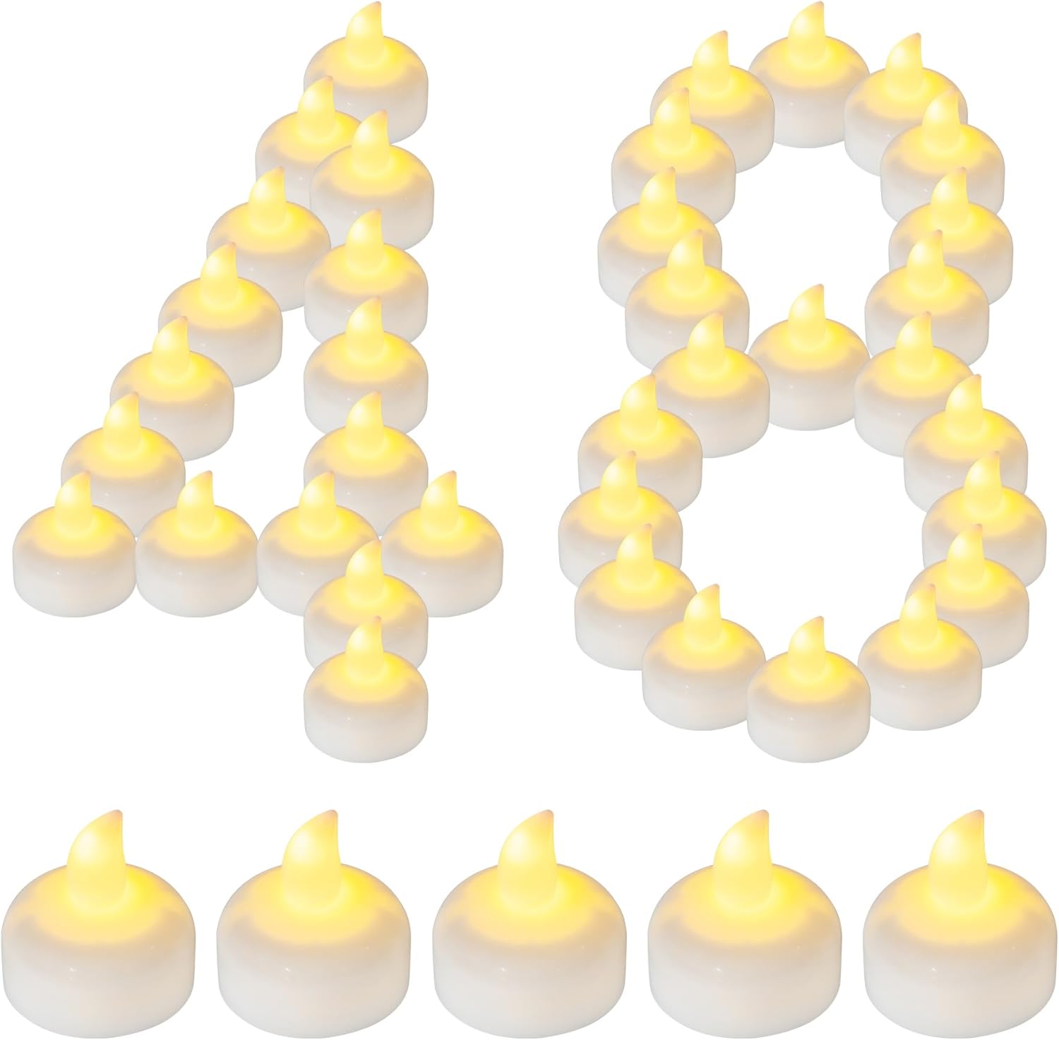 48 Pack Waterproof LED Floating Tea Lights, Flameless Flickering ...