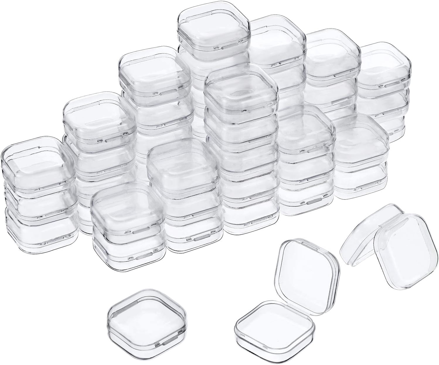 48 Packs Clear Small Containers Transparent Storage Box with Hinged Lid ...