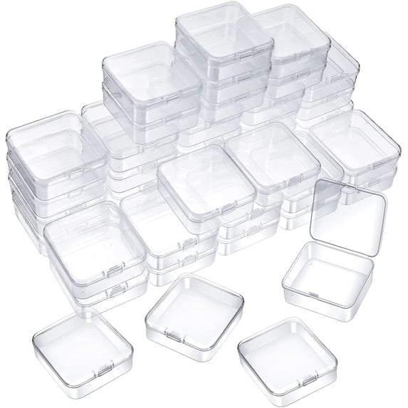 48 Packs Clear Small Containers Transparent Storage Box with Hinged Lid ...