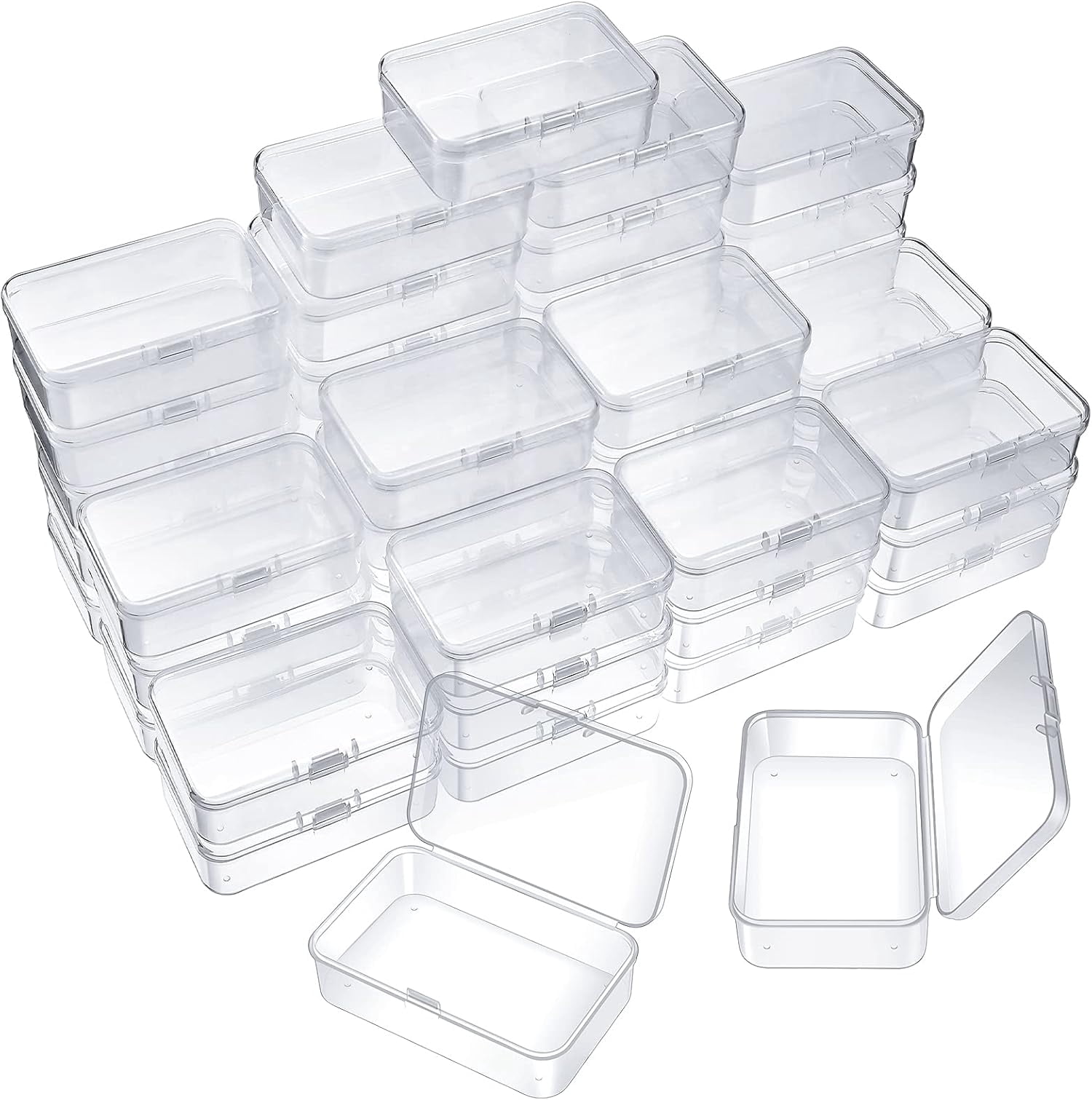 48 Packs Clear Small Containers Transparent Storage Box with Hinged Lid ...