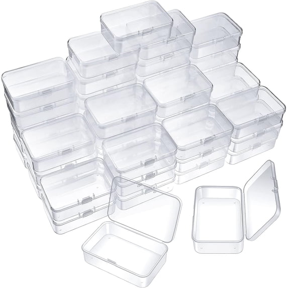 48 Packs Clear Small Containers Transparent Storage Box with Hinged Lid ...