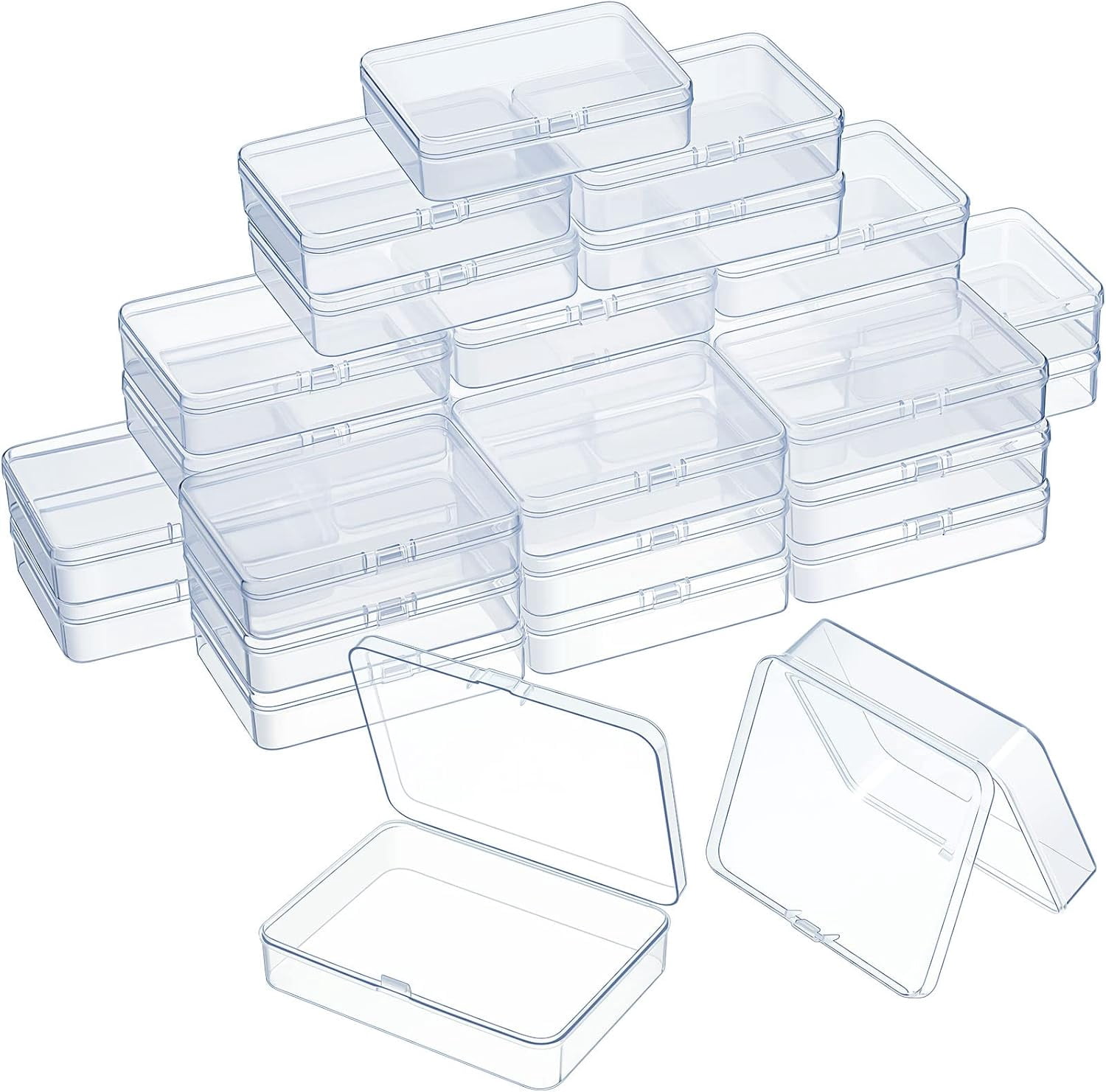 48 Packs Clear Small Containers Transparent Storage Box with Hinged Lid ...