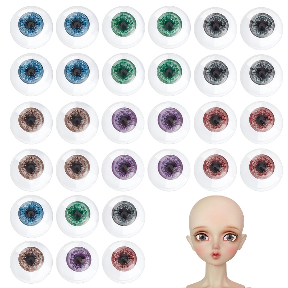 48 Pairs Eyeballs 6 Colors Resin Craft Eyes 12mm Half Round Realistic ...