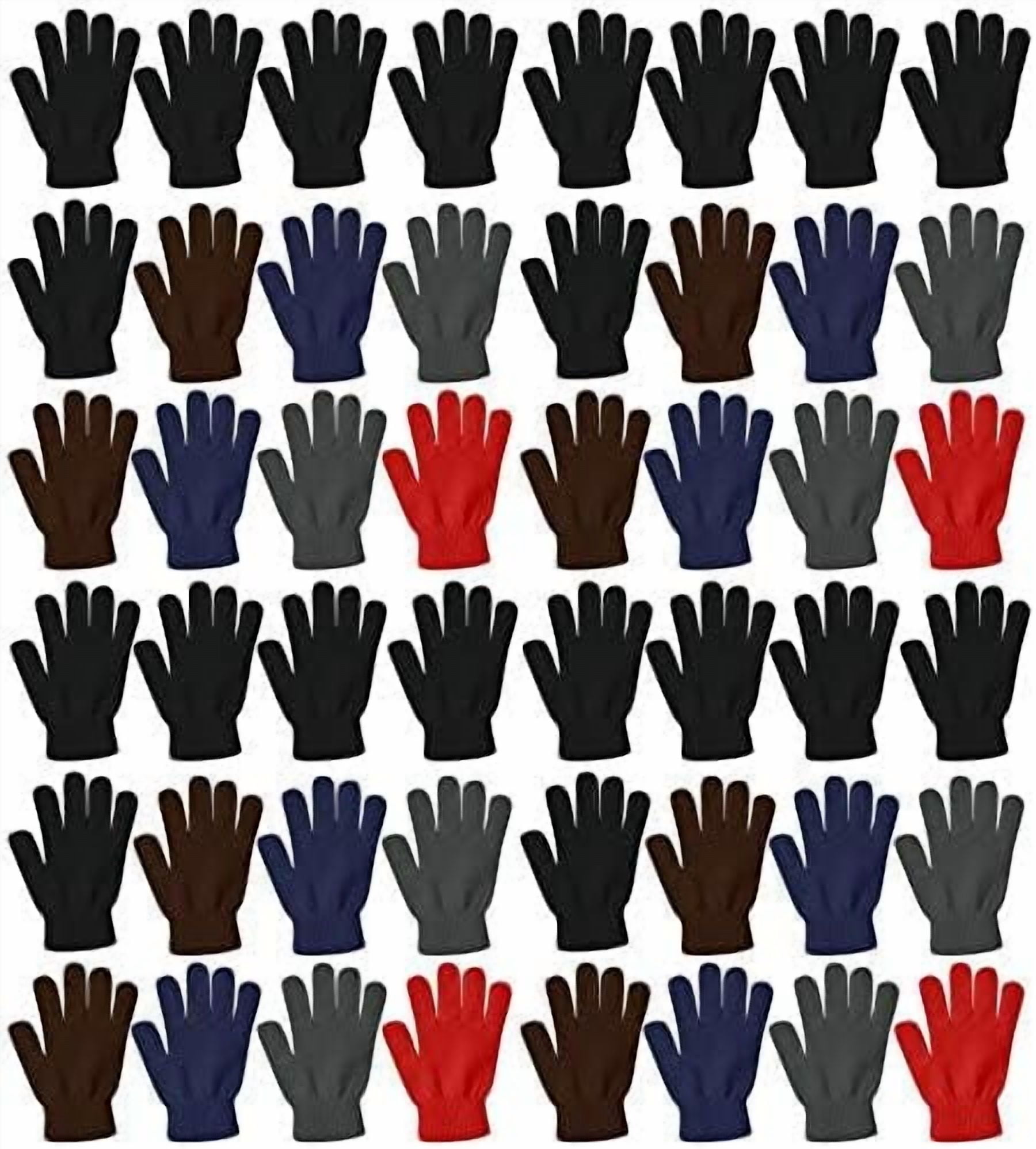 48 Pairs Winter Magic Gloves, Bulk Warm Brushed Interior, Stretchy ...
