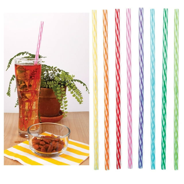 48 Pc Kikkerland Reusable Straws Milkshake Rainbow 11" Food Safe ...