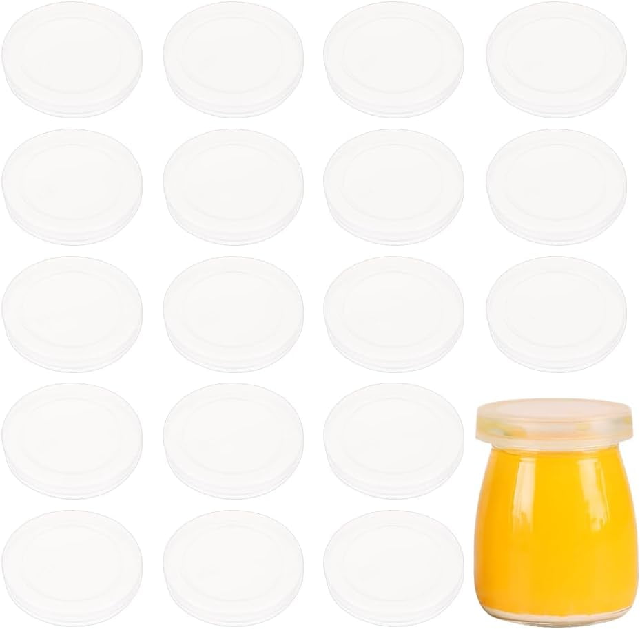 48 Pcs 2.6inch Yogurt Jar Lids Clear Plastic Bottle Caps Compatible ...