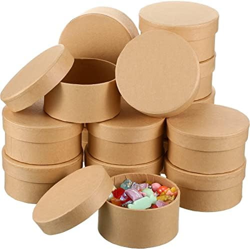48 Pcs 24 Pcs Round Paper Mache Box, Small Gift Box with Lid 3.9 Inch ...