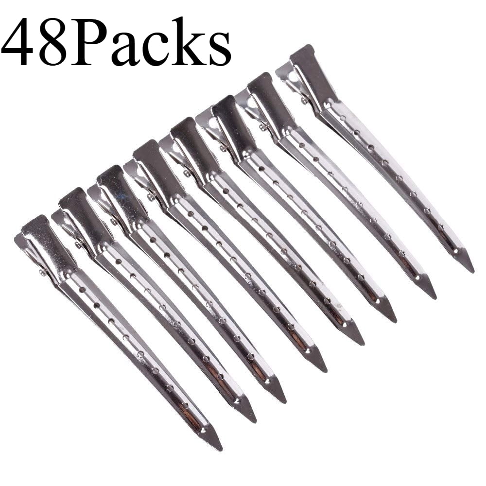 48 Pcs 3.54 Inches Duck Billed Clips Silver Alligator Hair Clips with ...