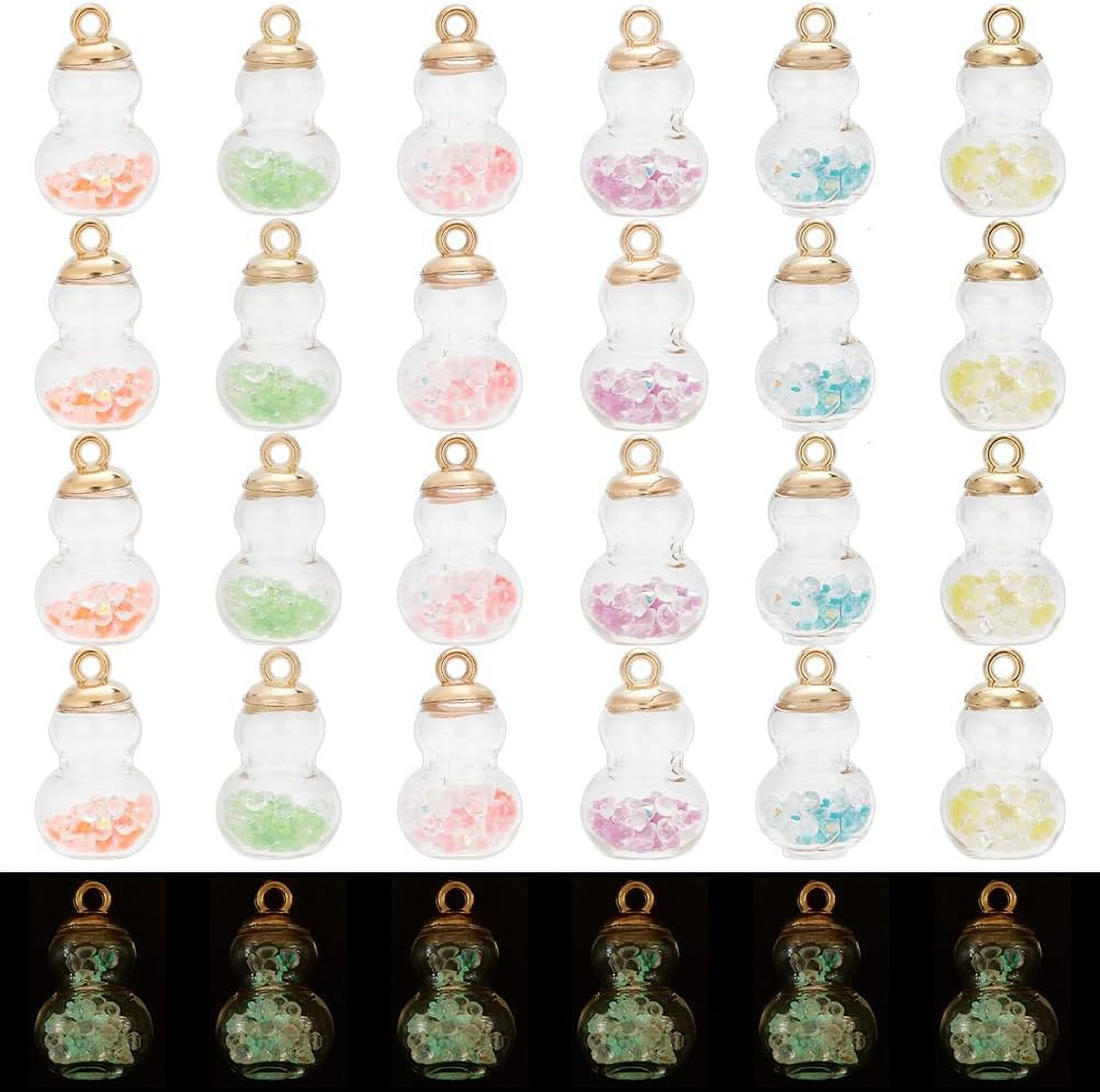 48 Pcs 6 Colors Luminous Glass Charm Gourd Shape Glow In The Dark Beads ...