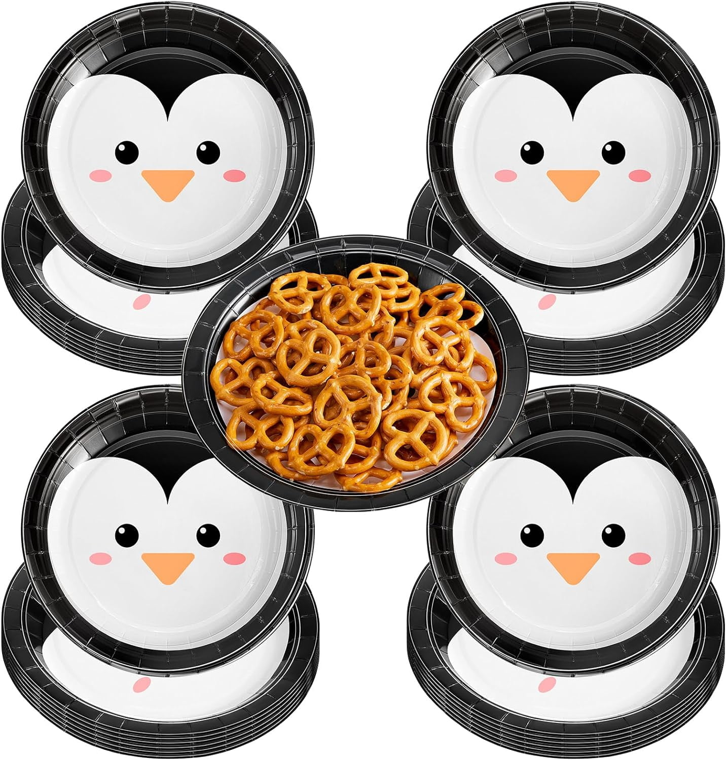 48 Pcs 7 Inch Winter Party Decorations Penguin Paper Plates Penguin ...