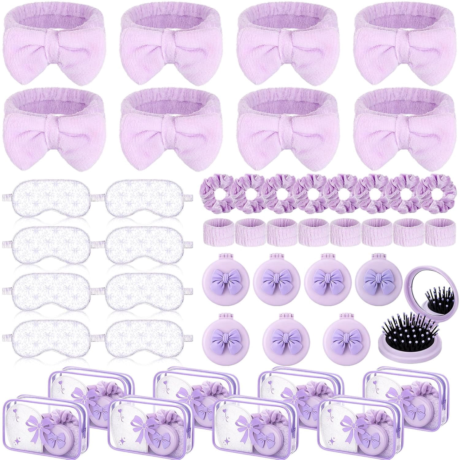 48 Pcs/ 8 Set Bow Coquette Party Favors for Sleepover Spa Party ...