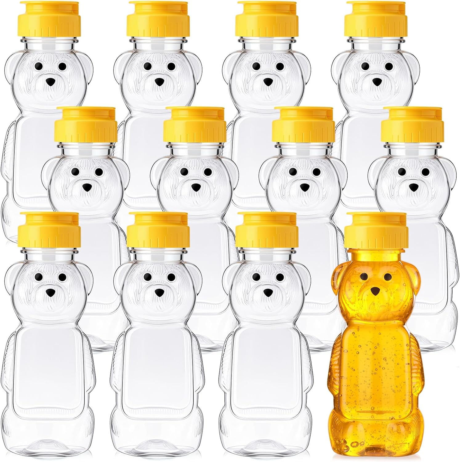 48 Pcs 8 oz Plastic Bear Honey Bottle Jars Empty Honey Squeeze Bottle ...