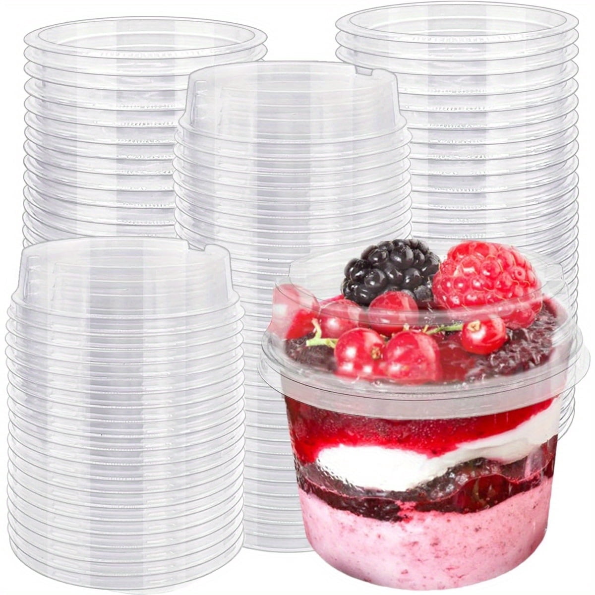 48 Pcs 8 oz Plastic Dessert Cups with Lids, Disposable Plastic Cups ...