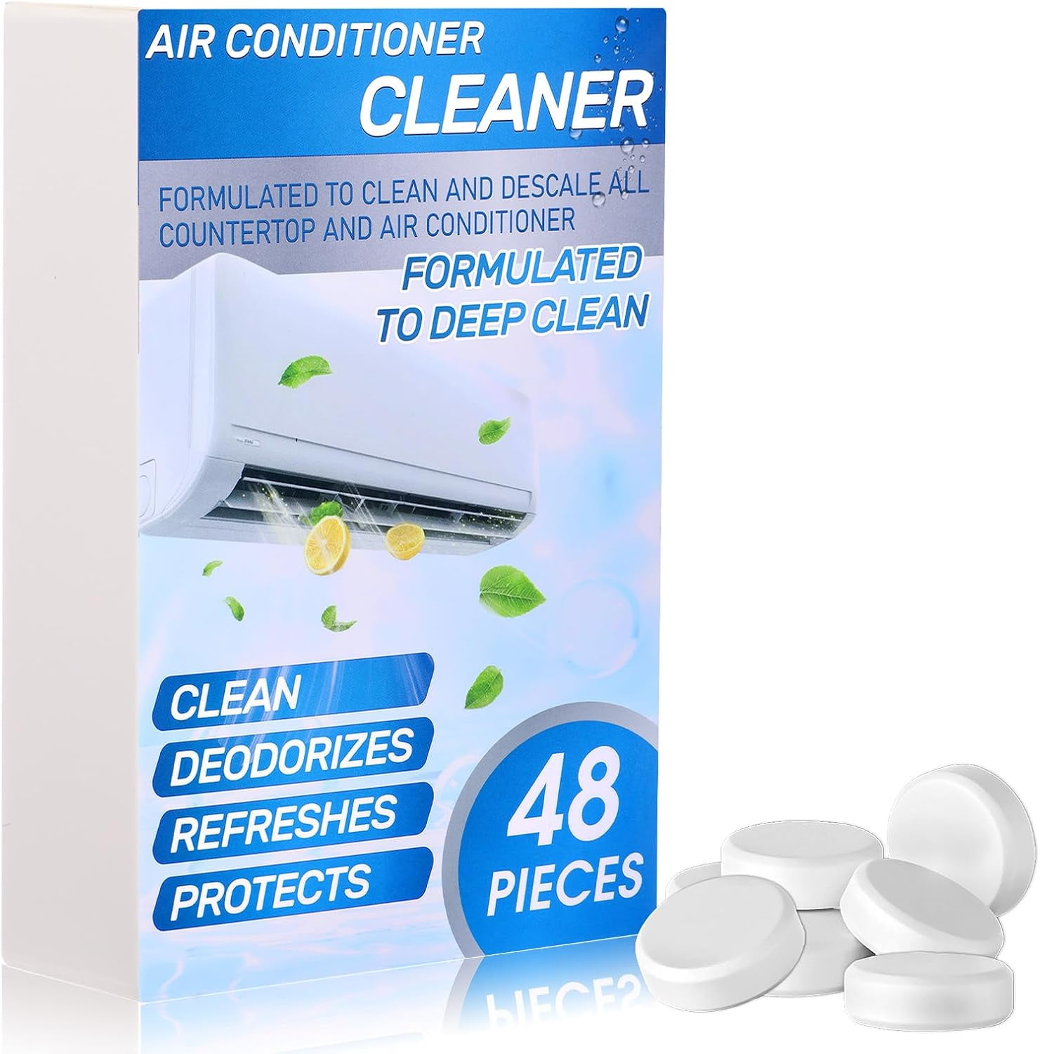 48 Pcs Ac Drain Pan Tablets Upgraded Drain Line Cleaner Air Conditioner ...