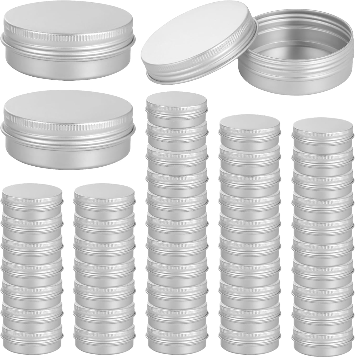48 Pcs Aluminum Round Cans with Lid, 2 Oz Metal Tins Food Candle ...