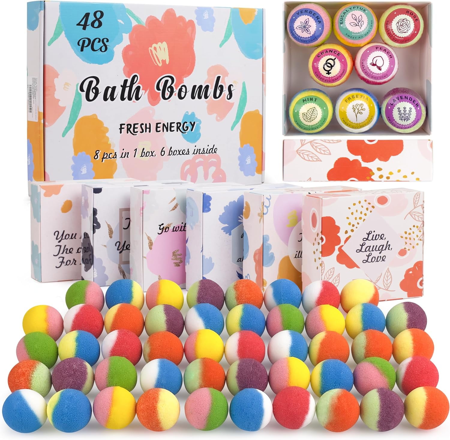 PickMora 48 Pcs Bath Bombs Gift Set for Women Stress Relief Hydrating ...