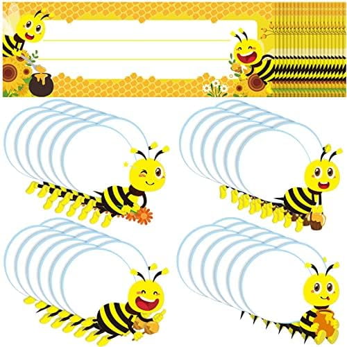 48 Pcs Bees Nameplates and Cut Outs Bee Theme Nametags Cutouts for ...