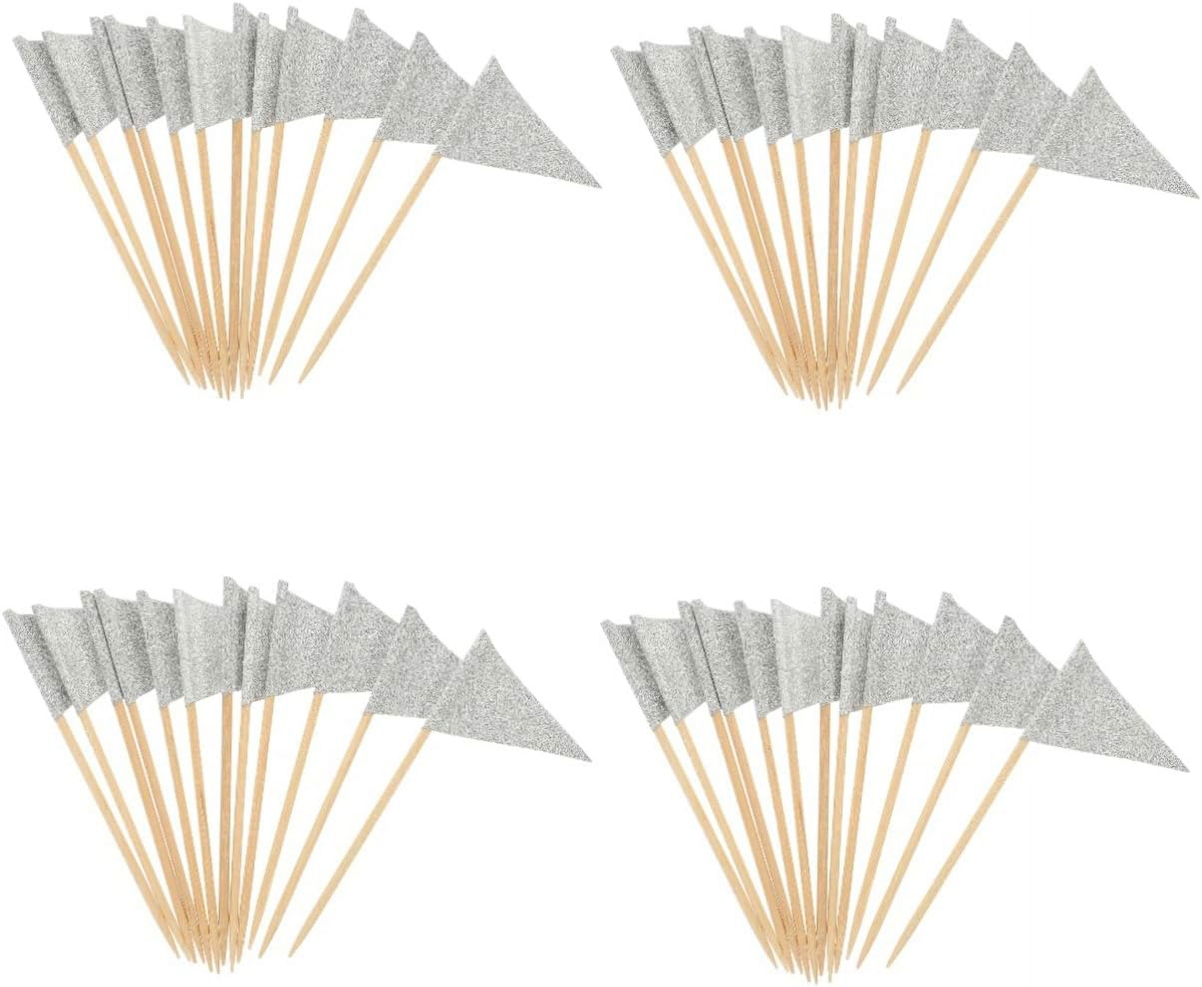 48 Pcs Blank Flag Buffet Food Flags Decorative Fruit Toothpicks top hat ...