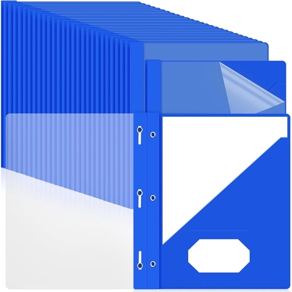48 Pcs Blue Simple Style Plastic Report Covers with 2 Pockets, 3 Prongs ...