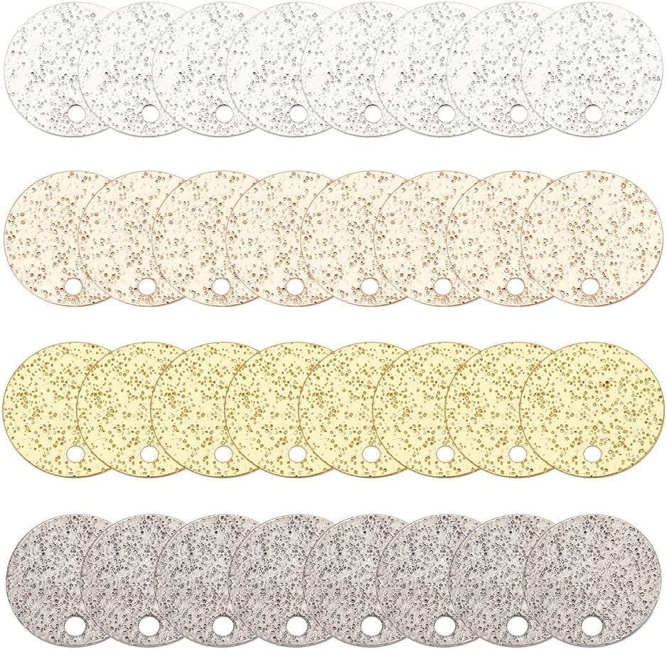 48 Pcs Brass Disc Pendants 4 Colors Sparkle Textured Flat Round Charms ...