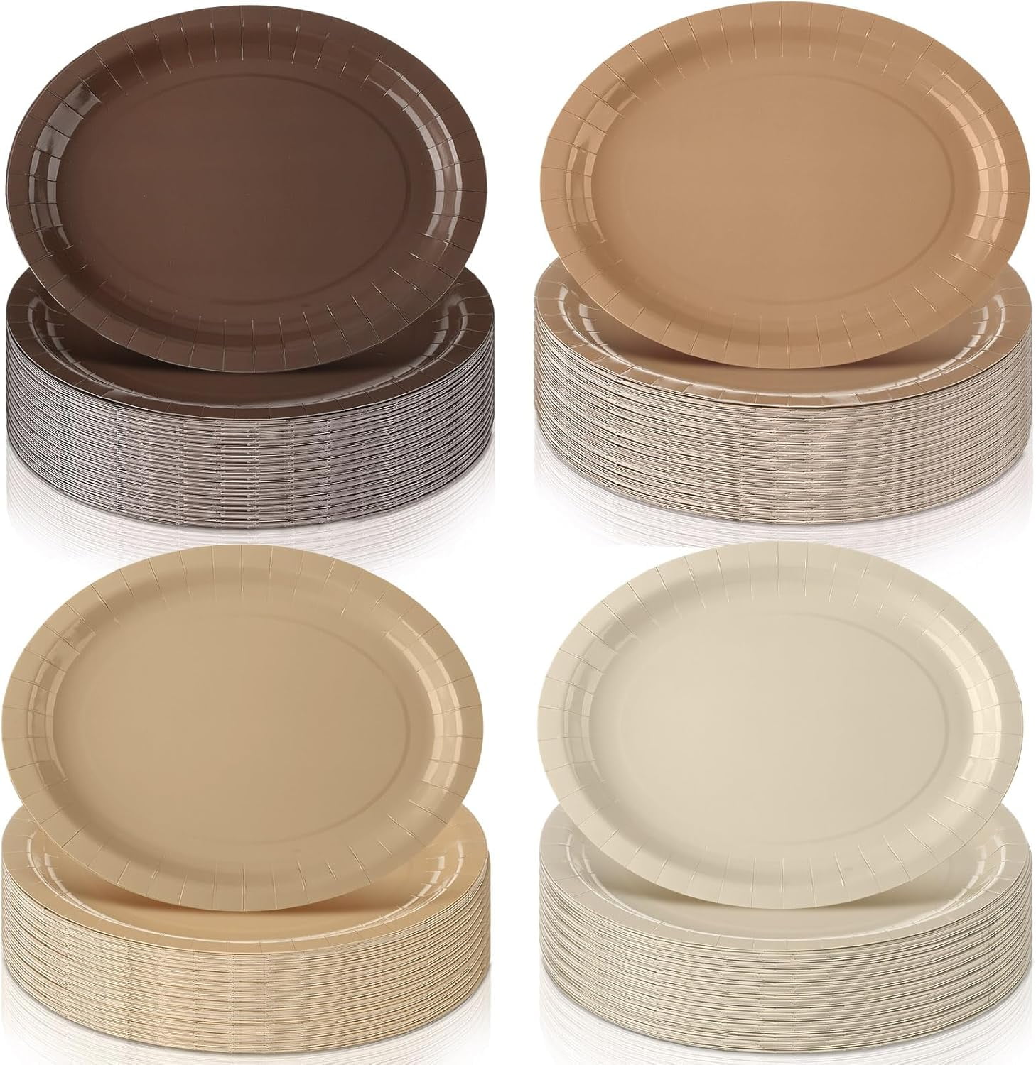 48 Pcs Brown Plates 10 x 12 Large Disposable Heavy Duty Party Paper ...