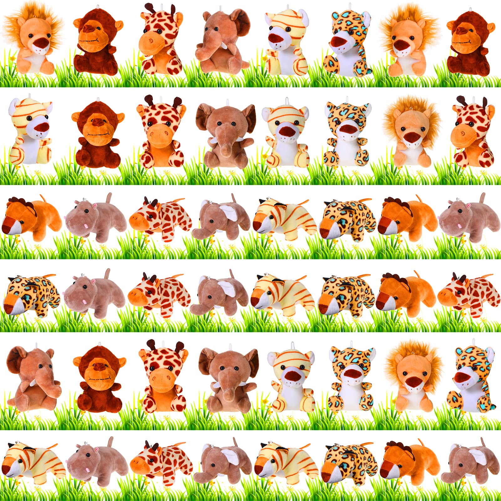 48 Pcs Bulk Mini Jungle Animal Plush Toys Stuffed Forest Animals in 4-5 ...