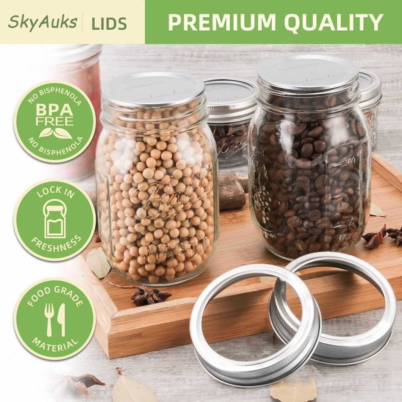 48 Pcs Canning Lids with Rings Regular Mouth, Premium Mason Jar Lids ...