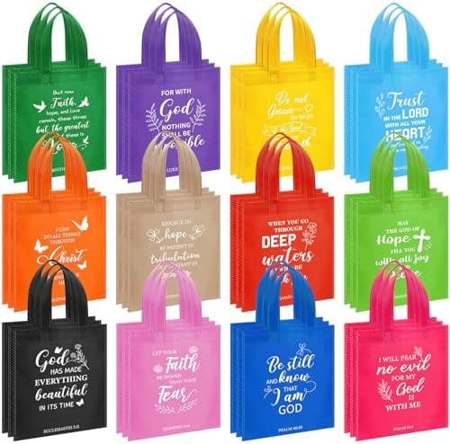 48 Pcs Christian Gift Bags Bulk Bible Verse Gift Bags for Women ...